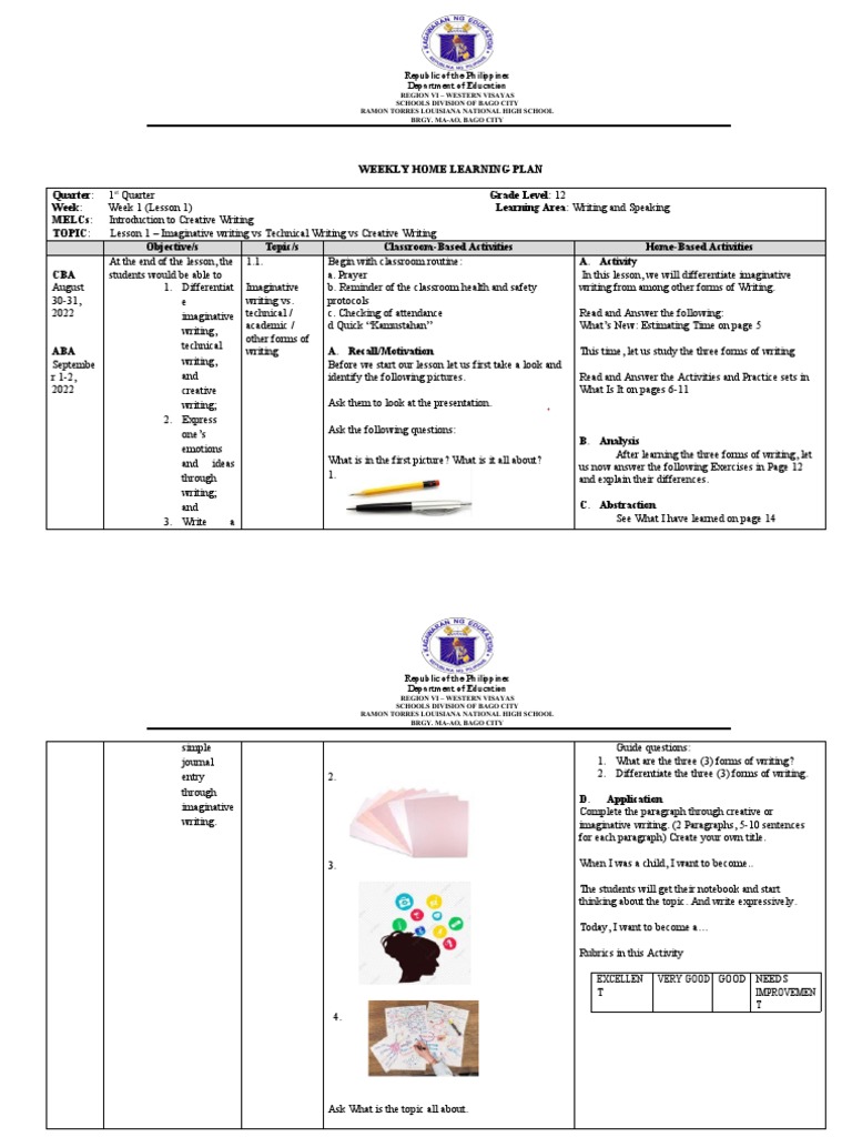 Weekly Home Learning Plan ENTREP WEEK3 | PDF | Cognition | Behavior Modification