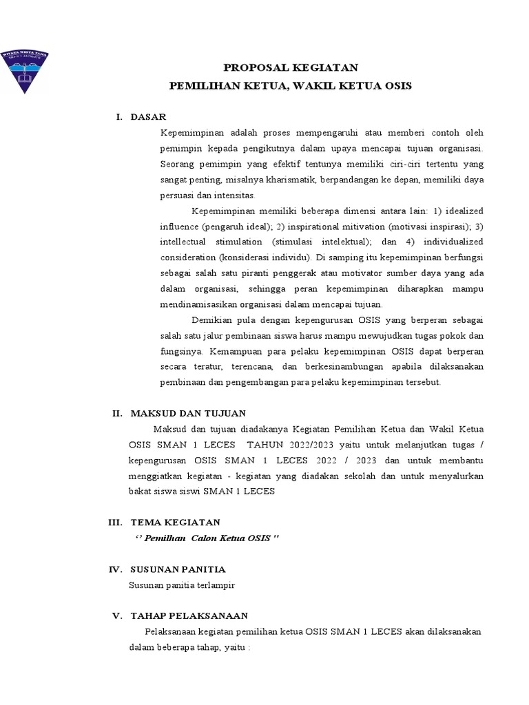 Proposal Pemilihan Ketua Osis | PDF