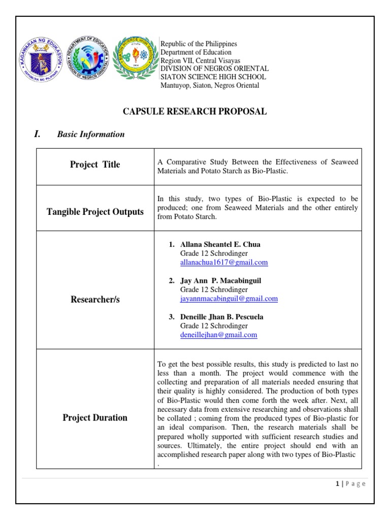 Group 5 Final Capsule Research Proposal 1 | PDF | Plastic | Pollution