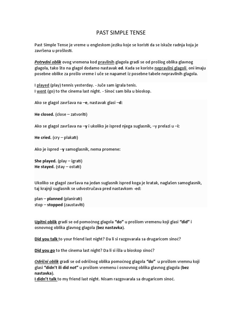 Past Simple Tense Explained | PDF | Linguistics | Linguistic Morphology