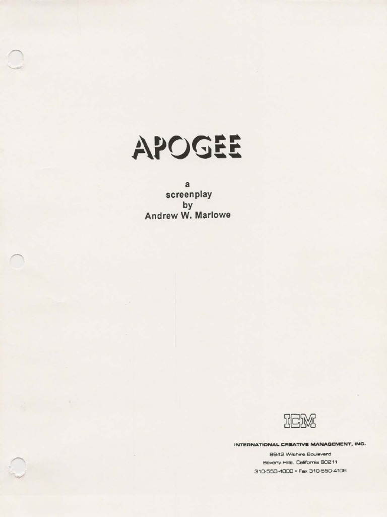 Apogee (Andrew W. Marlowe) | PDF