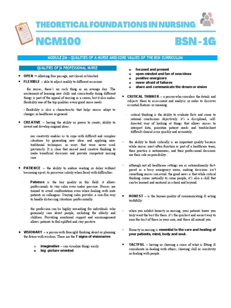 TFN Module 2M Transes BSN 1G | PDF | Nursing | Critical Thinking
