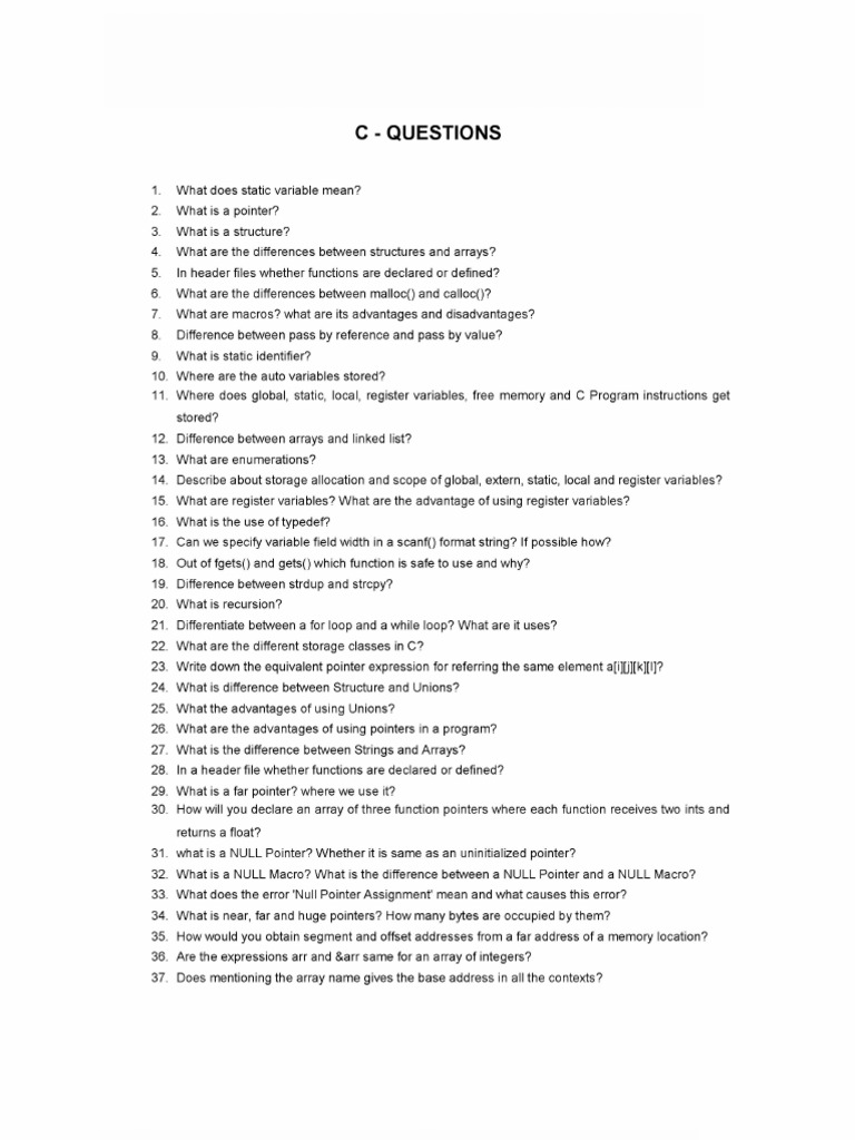 C - Questions | Download Free PDF | Pointer (Computer Programming) | C (Programming Language)