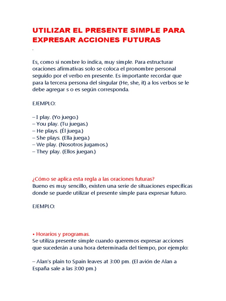 Presente Simple para Futuro | PDF | Verbo | Tipología Lingüística