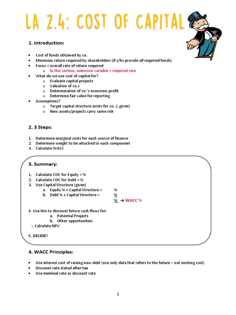 Cost of Capital Notes | PDF | Cost Of Capital | Capital Asset Pricing Model