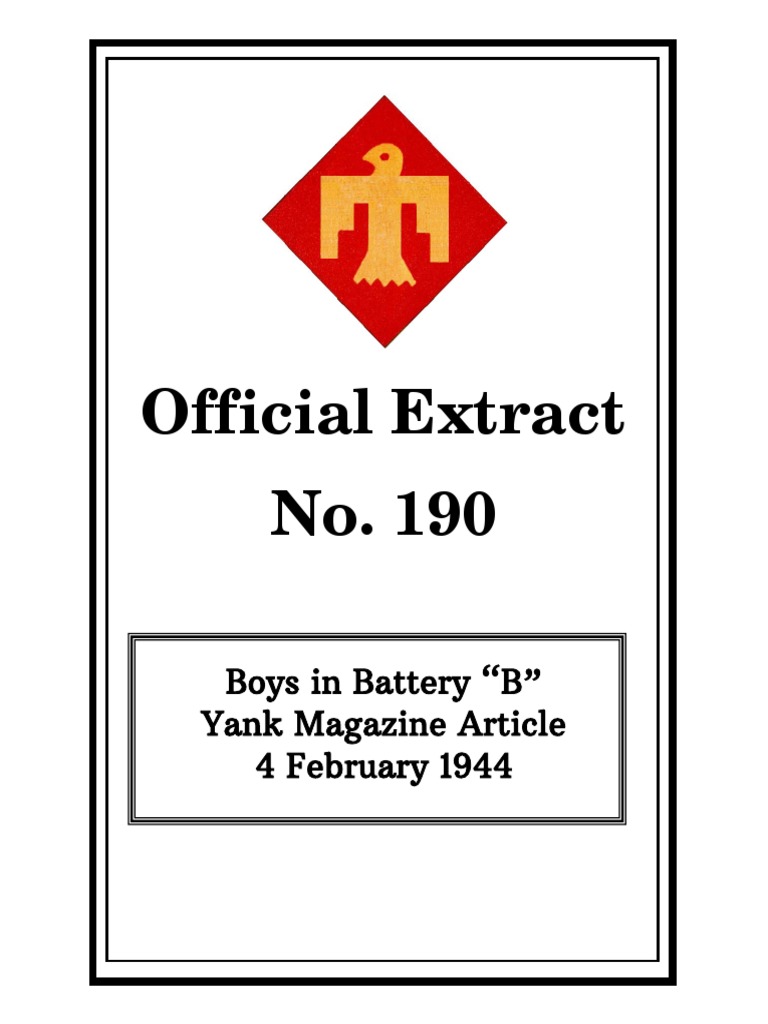 158th Field Artillery Official Extract No. 190 | PDF