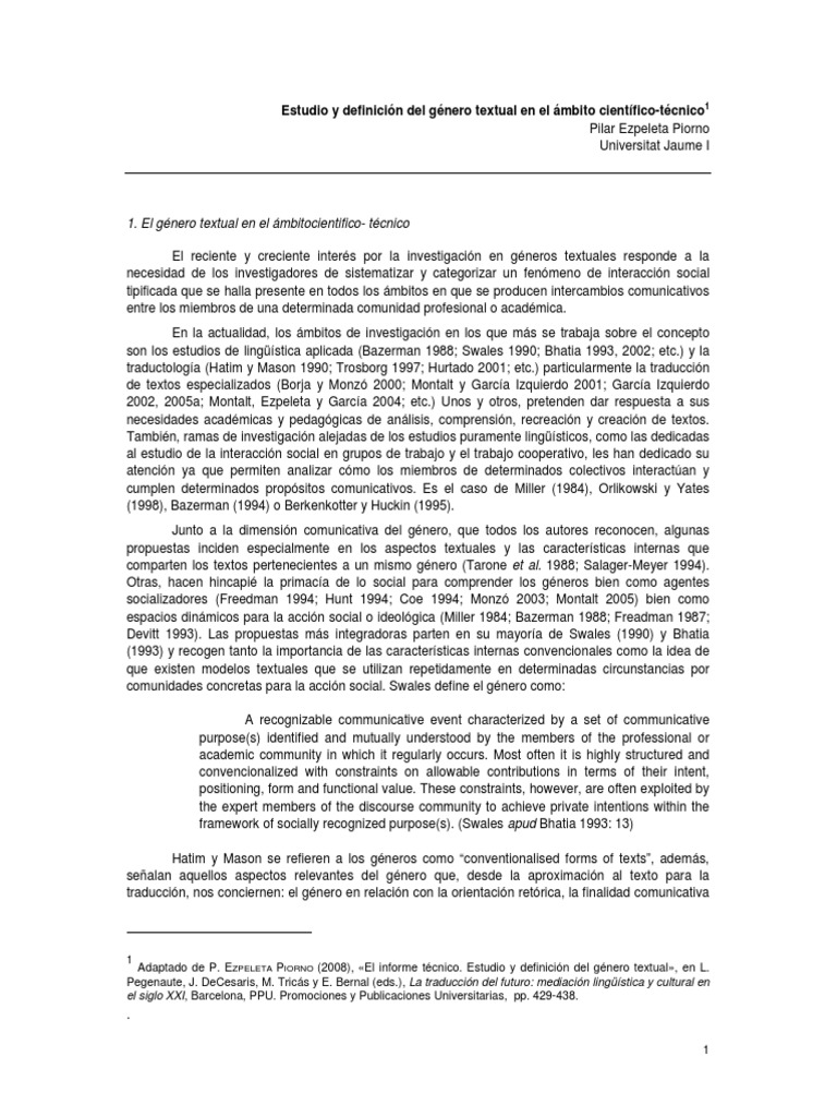Ezpeleta. Estudio y Definición Del Género Textual | PDF | Lingüística ...