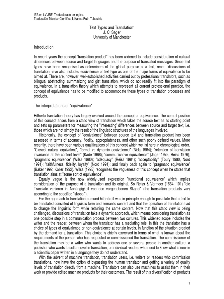 Text Types and Translation Theory | PDF | Translations | Intention