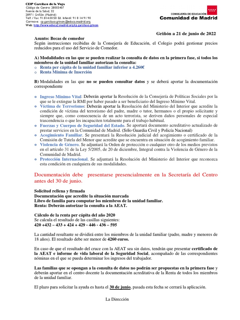 Beca Comedor Completa 2022-2023 | PDF | Privacidad de la información | Instituciones sociales