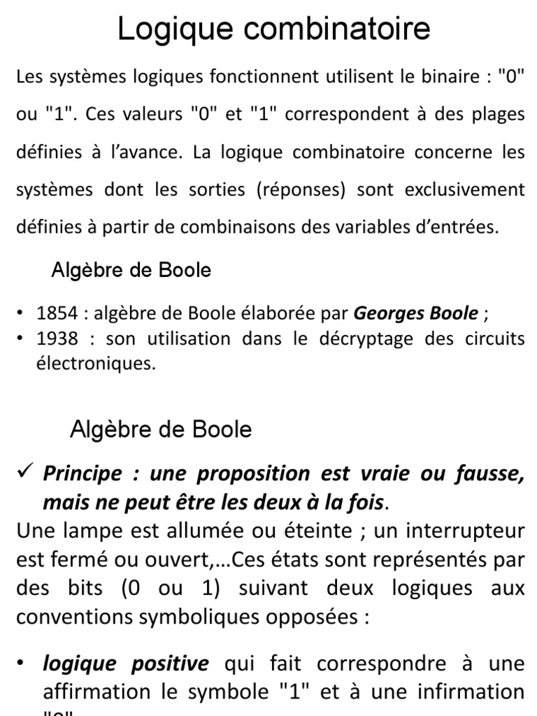 Algèbre de Boole - 20 | PDF | Logique mathématique | Algèbre de Boole ...