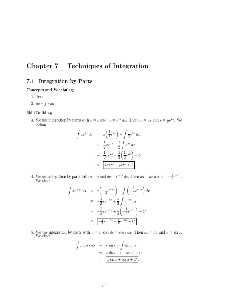 Integration by Parts Techniques | PDF | Calculus | Mathematical Analysis