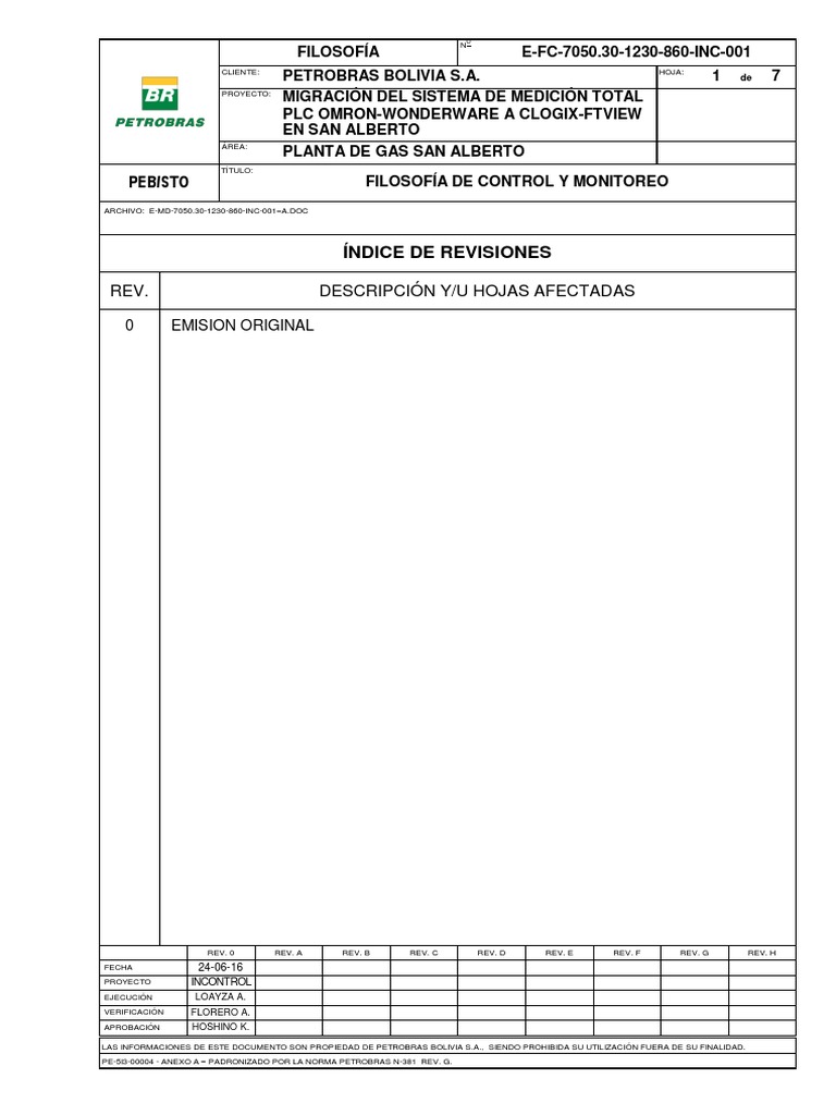 Peb/Sto: Rev. Descripción Y/U Hojas Afectadas | PDF | Scada | Ingeniería de Sistemas