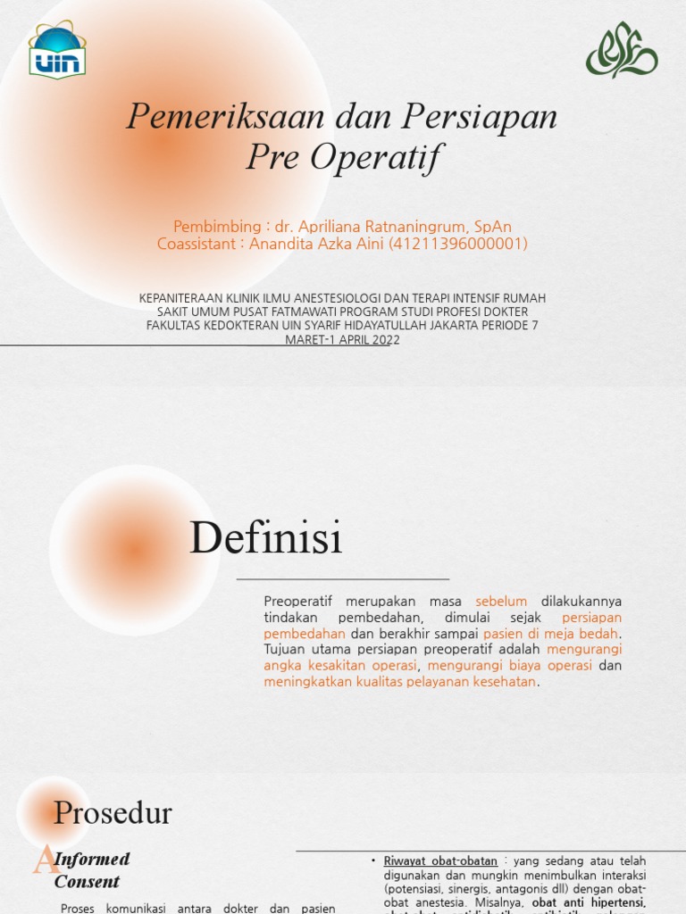 Persiapan Dan Pemeriksaan Pre Operatif | PDF