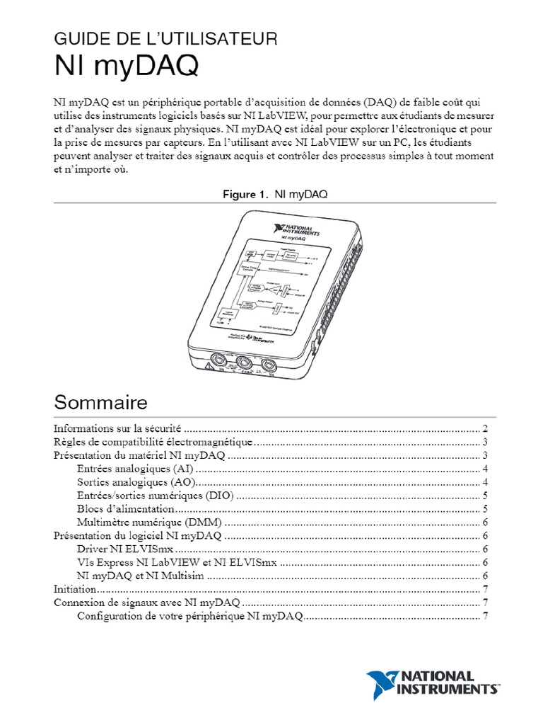 NI MyDAQ - Guide de L'utilisateur | PDF