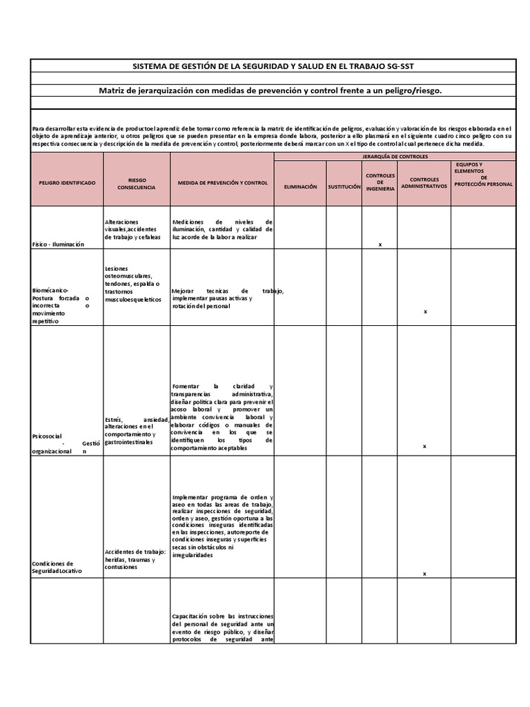 Matriz de Prevención y Control SST | PDF | Sicología