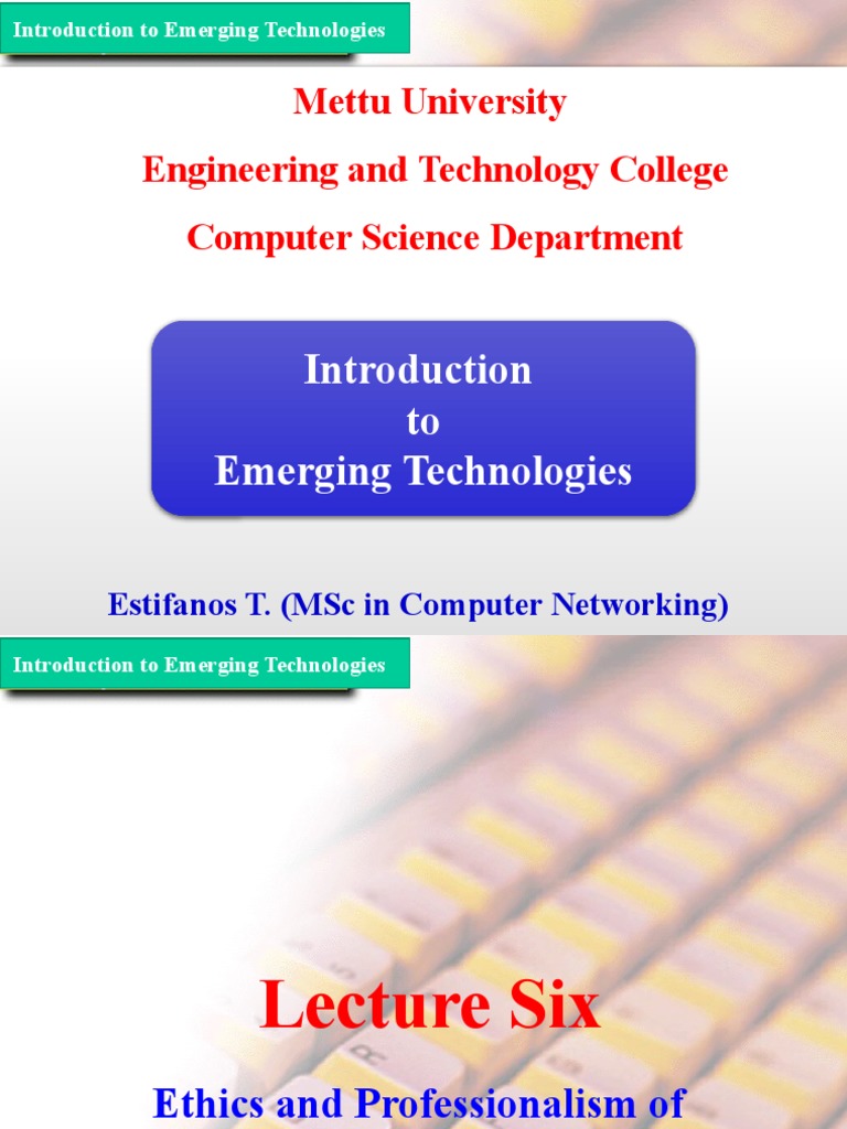 # Lecture VI - Introduction To Emerging Technologies - Sci-Tech With Estif | PDF | Artificial ...