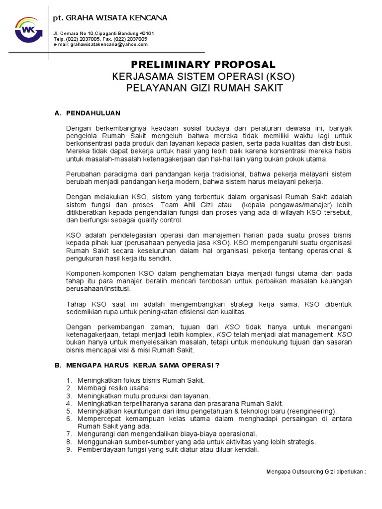Preliminary Proposal KSO Pelyn Gizi Net | PDF