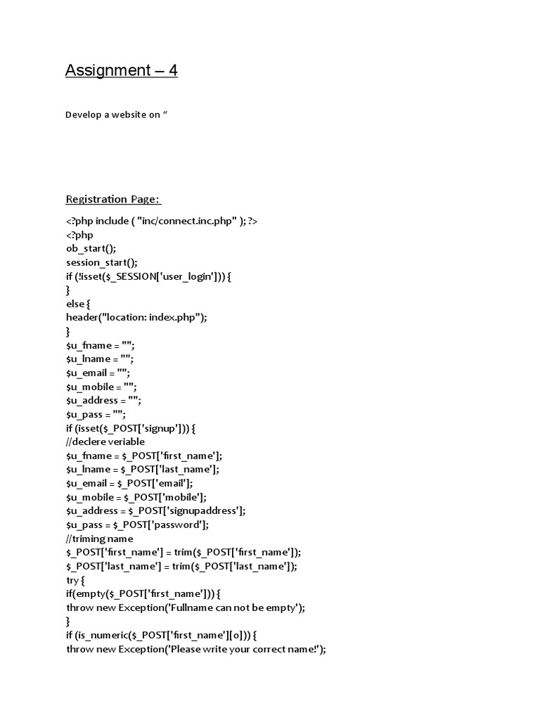PHP Assignment 4 | PDF | Login | Data Management
