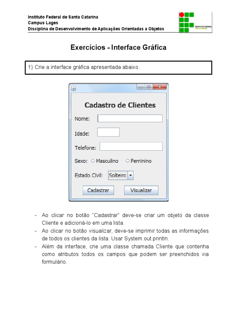 Exercícios de Interface Gráfica | PDF | Janela (informática) | Informática