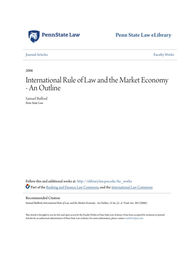 International Rule of Law and The Market Economy - An Outline | PDF ...