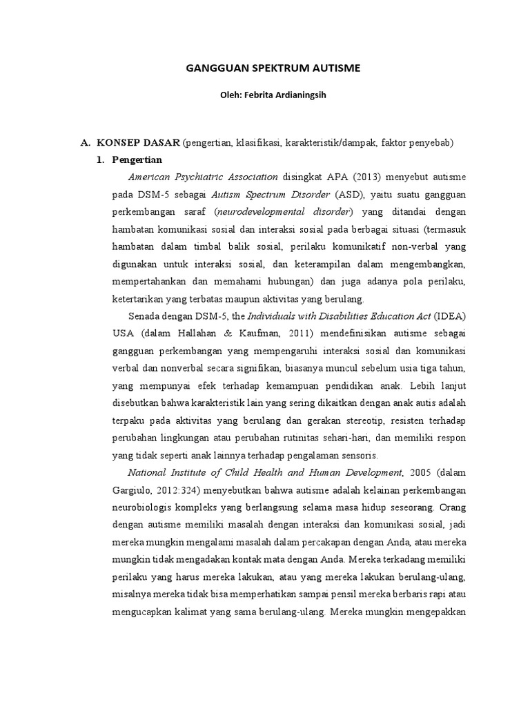 Memahami Gangguan Spektrum Autisme | PDF
