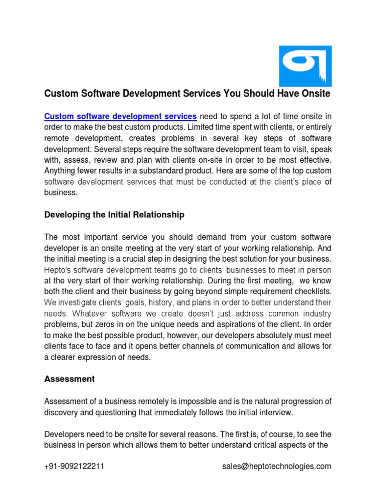 Custom Software Development Services You Should Have Onsite | PDF ...