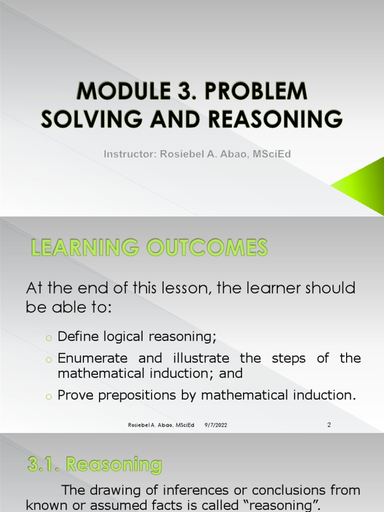 Module 3 PROBLEM SOLVING AND REASONING | PDF | If And Only If | Syntax ...
