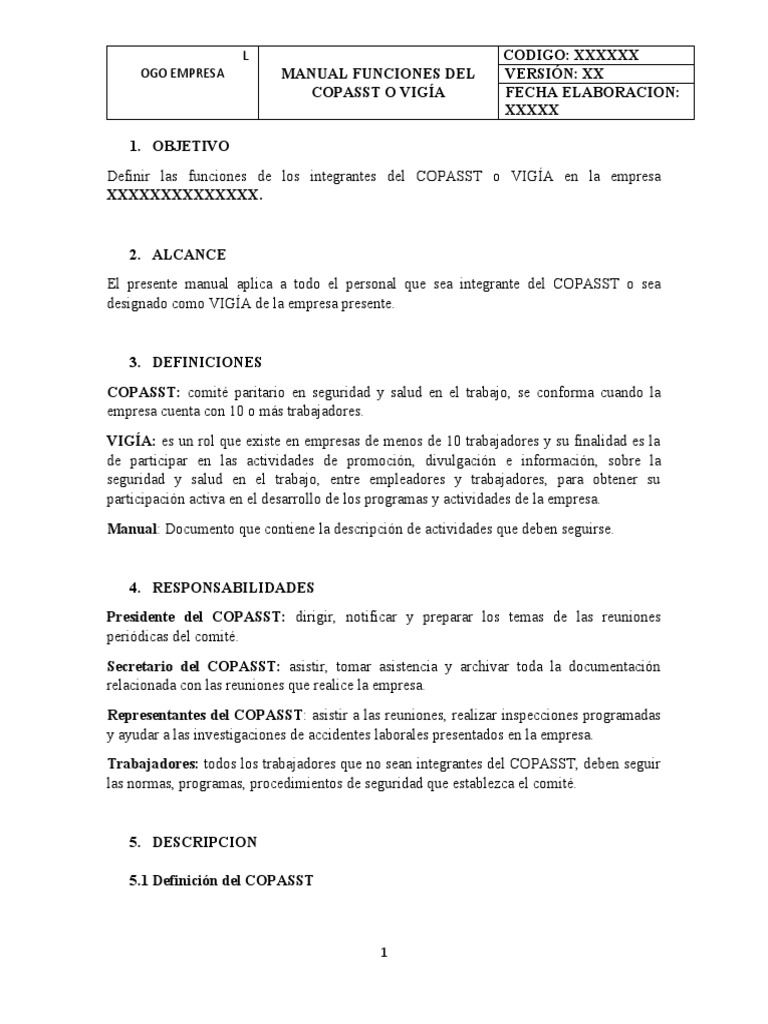 Funciones del COPASST y VIGÍA SST | PDF | Seguridad y salud ocupacional ...