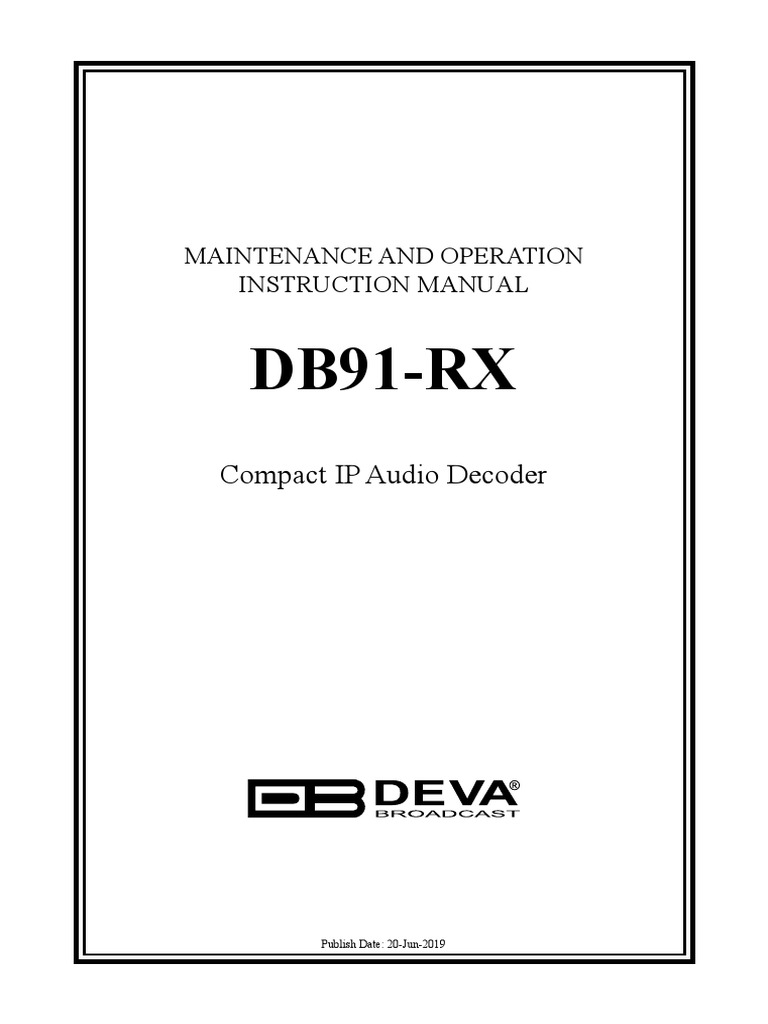 DEVA DB91RX User Manual | PDF | Codec | Networking