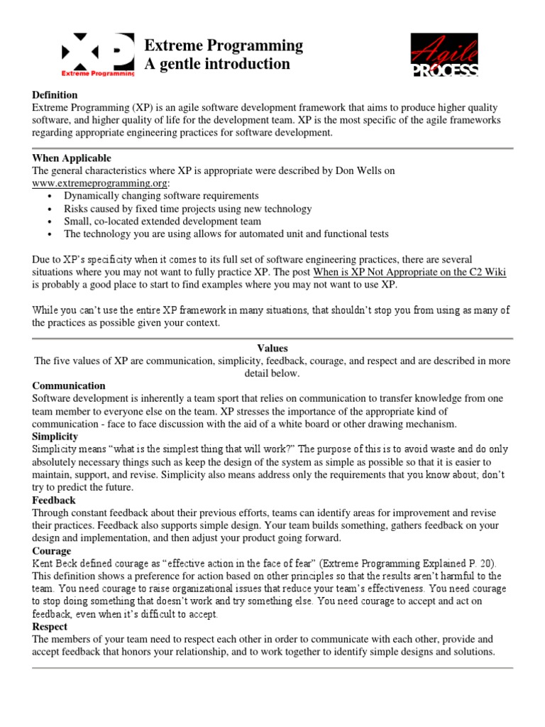 Extreme Programming A Gentle Introduction | PDF | Computing | Software Engineering