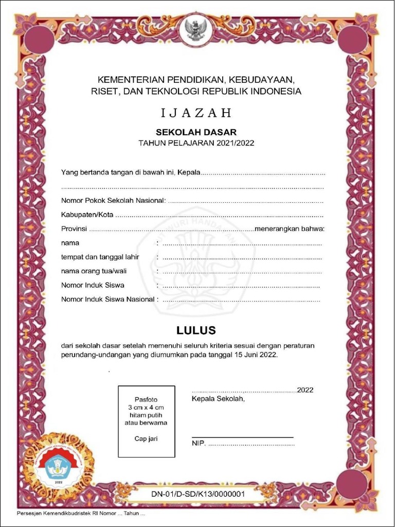 Blangko Ijazah 2022 | PDF