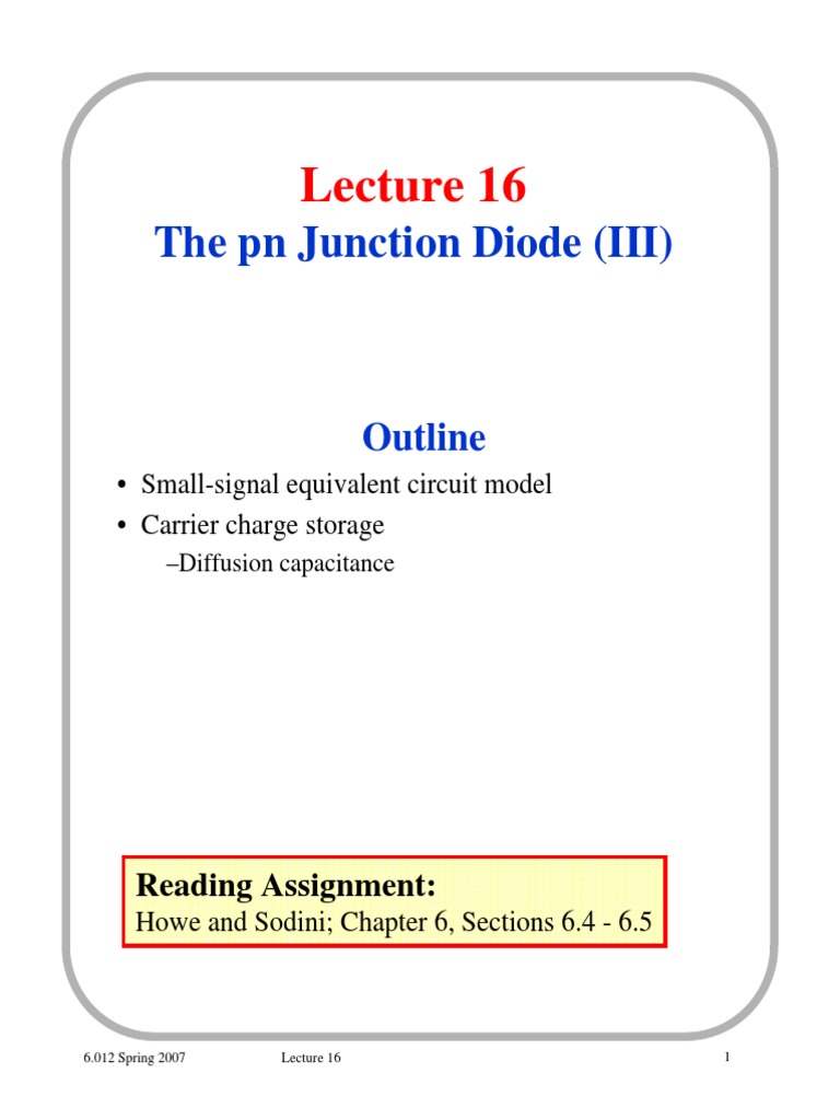 Understanding the Small-Signal Equivalent Circuit Model of the PN ... Understanding the Small-Signal Equivalent Circuit Model of the PN ...