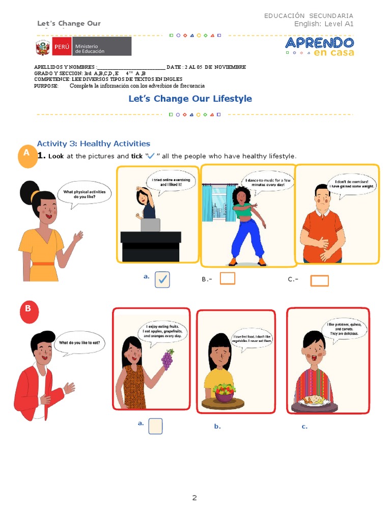3ERO y 4TO FICHA DE TRABAJO 29 SEMANA | PDF | Eating Behaviors Of ...