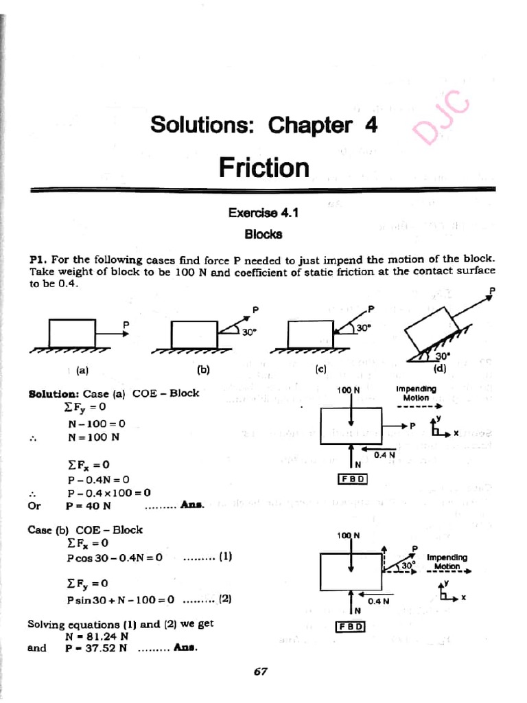 Friction Solutions of MD Dayal | PDF