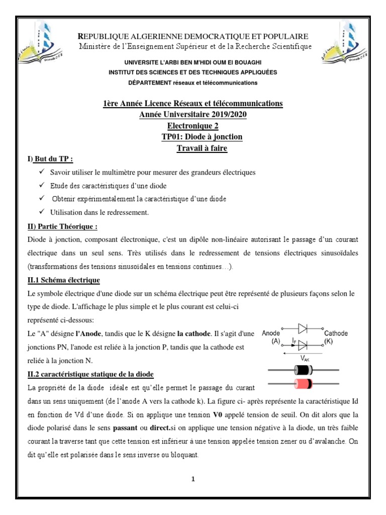 TP01 Pratique | PDF | Diode | Redresseur