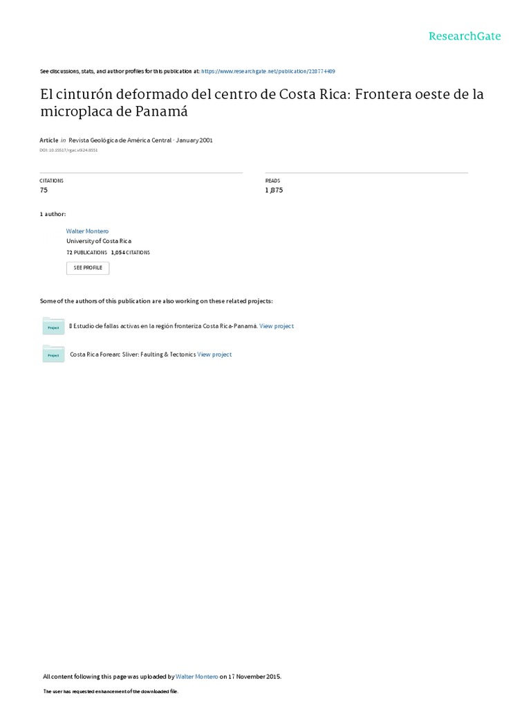 Montero 2001 Cinturon Deformado Centro de Costa Rica CDCCR | PDF ...