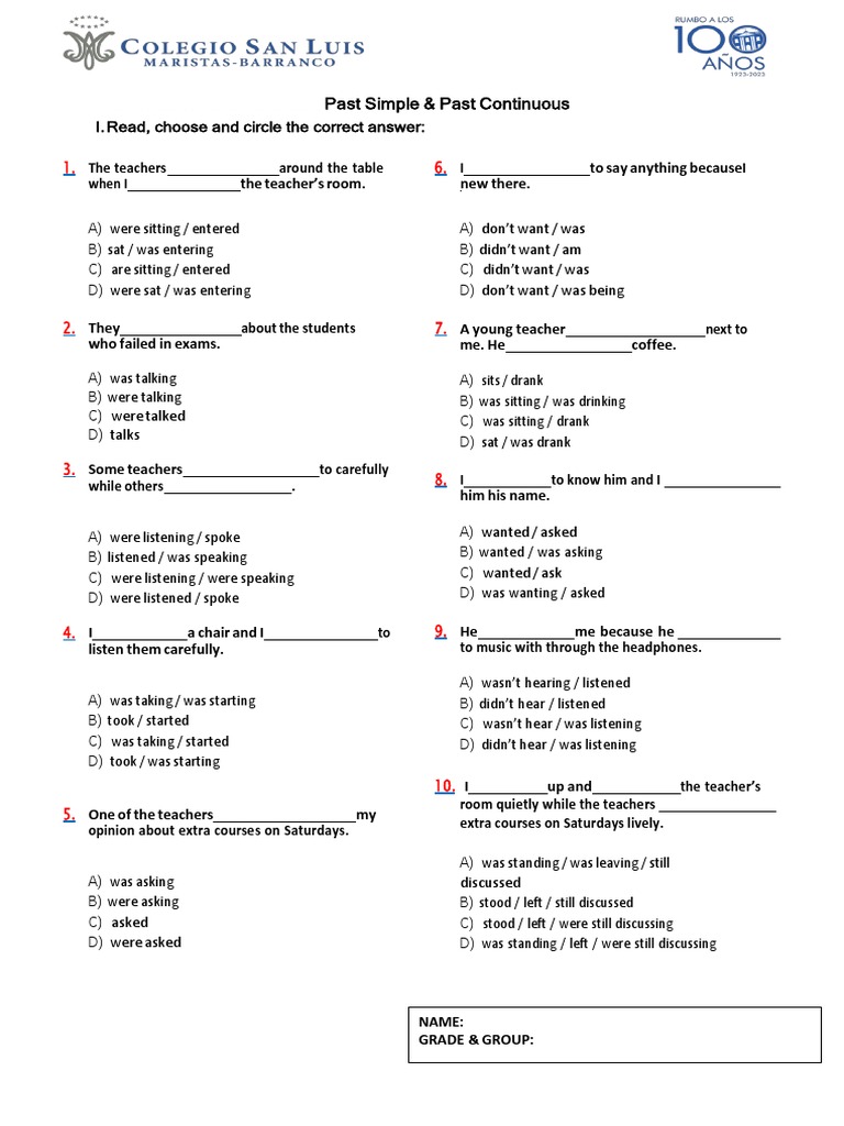 Quiz Past Simple or Past Continuous | PDF