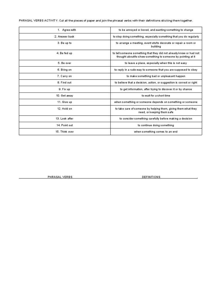 Phrasal Verbs Activity | PDF
