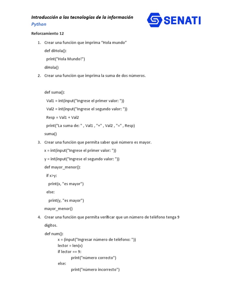 Funciones básicas en Python | PDF | Python (lenguaje de programación)
