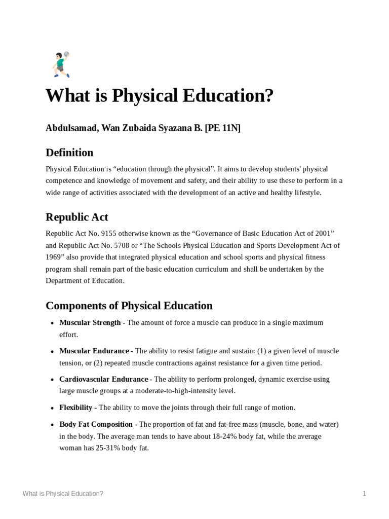 What Is Physical Education | PDF | Skeletal Muscle | Physical Education