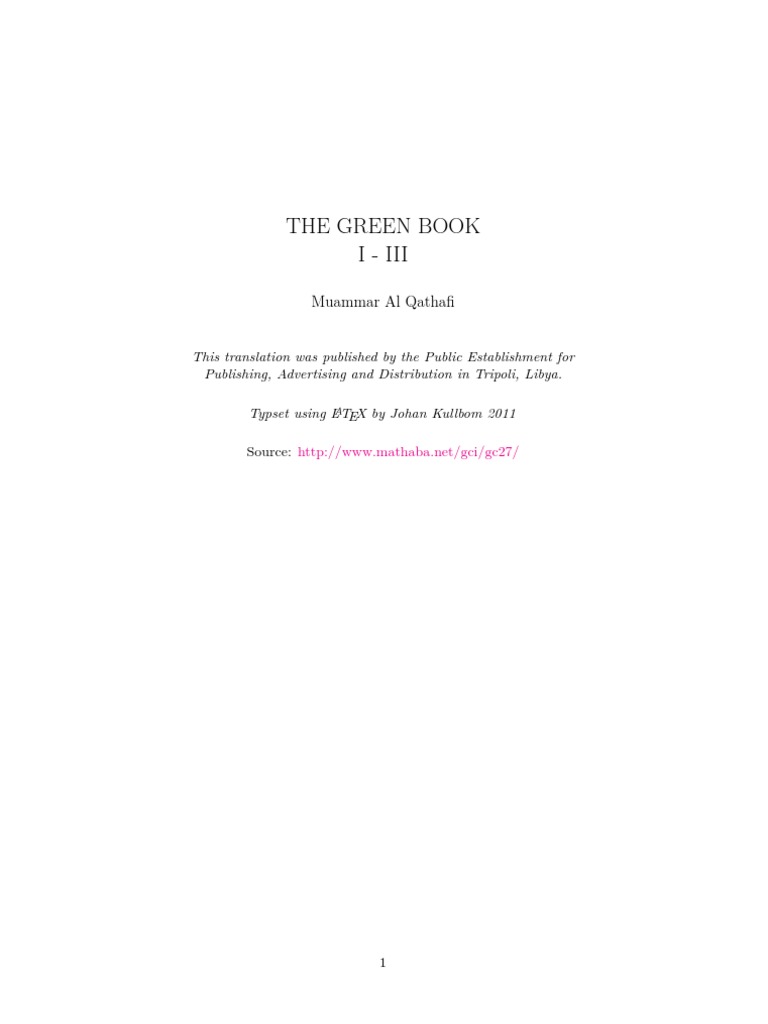 The Green Book I - Iii: Muammar Al Qathafi | PDF | Ownership | Democracy