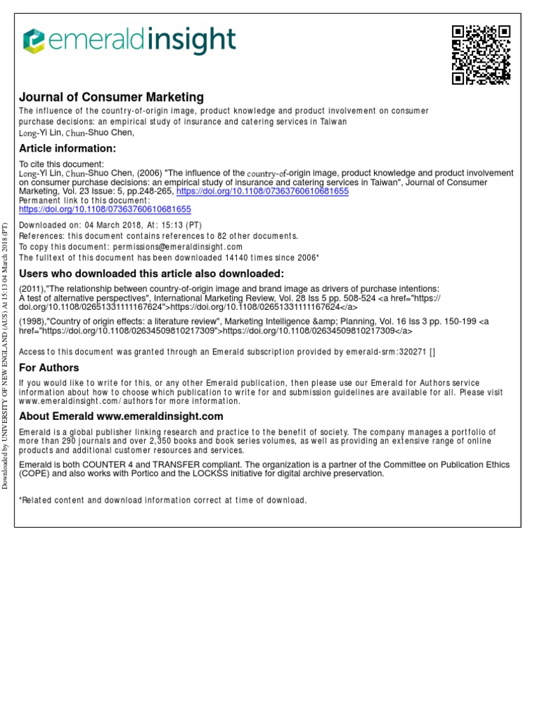 The Influence of The Country of Origin Image, Product Knowledge and ...