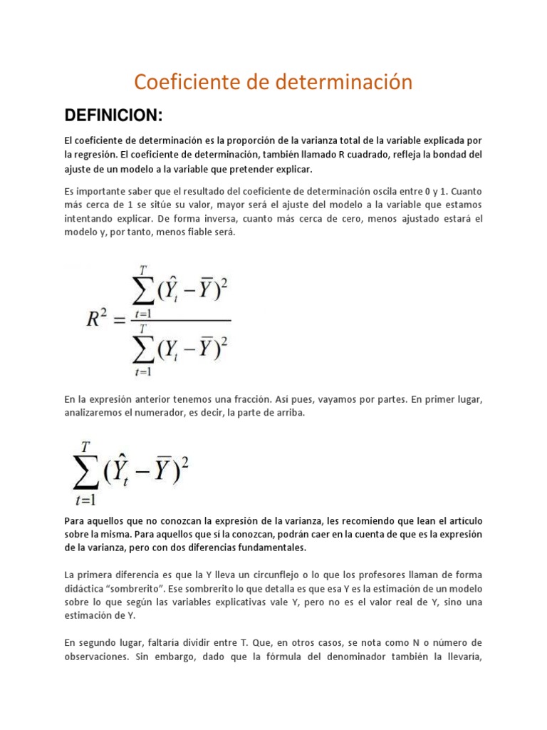 Coeficiente de Determinación | PDF | Coeficiente de determinación | Diferencia