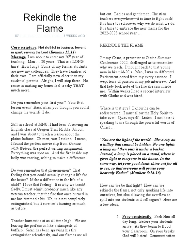 Rekindle The Flame | Download Free PDF | Religious Belief And Doctrine