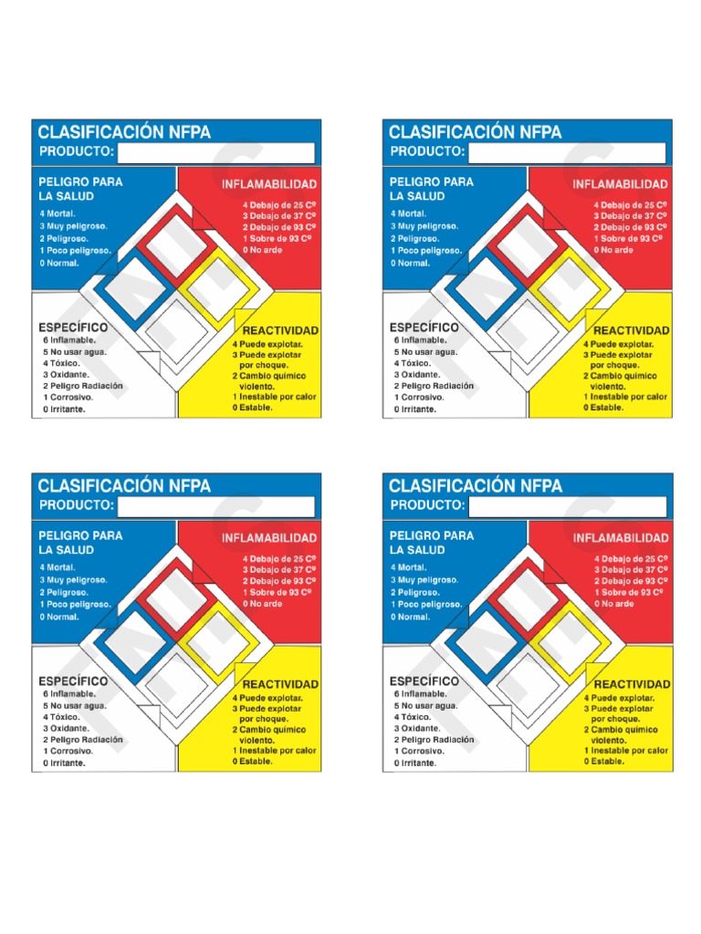 Modelo de Rombo Nfpa 02 | PDF