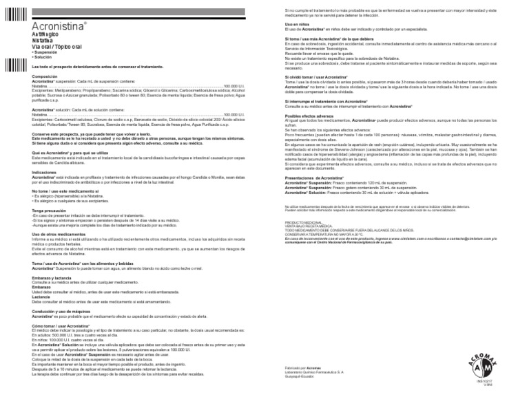 Acronistina | PDF | Medicamentos con receta | Efecto adverso