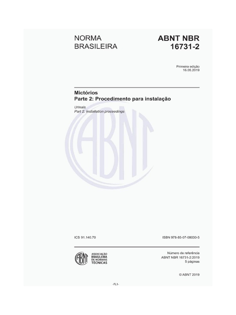 NBR 16731-2 de 05.2019 - Mictórios - Parte 2 - Procedimento para ...