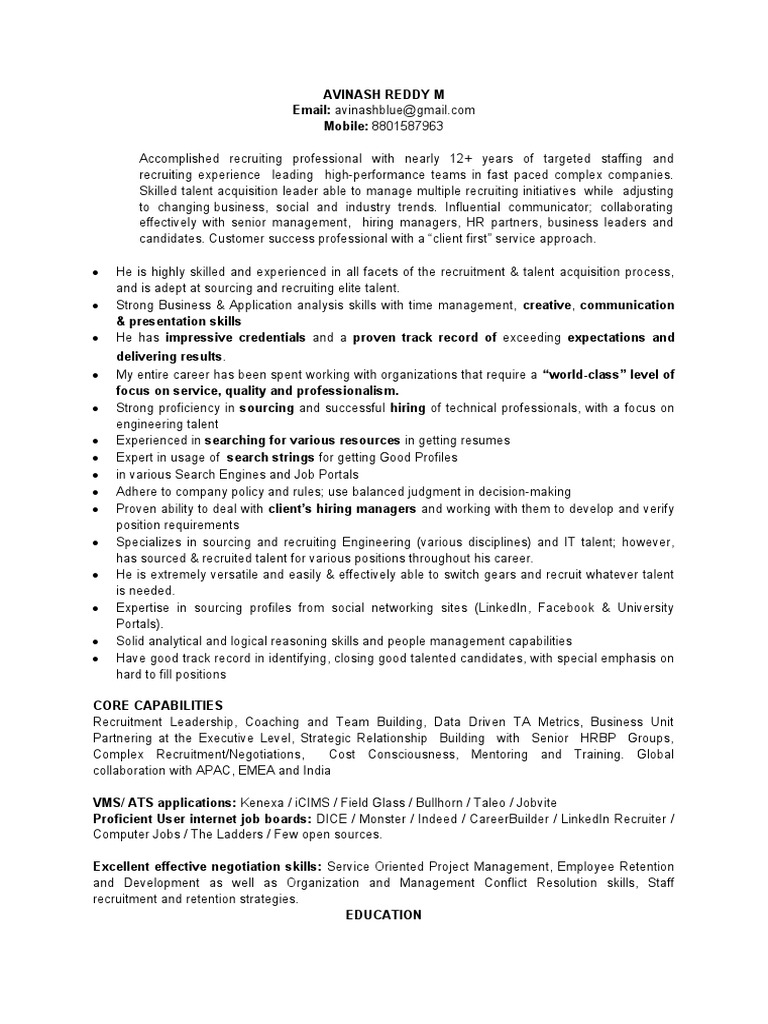 Avinash+Resume | PDF | Recruitment | Résumé