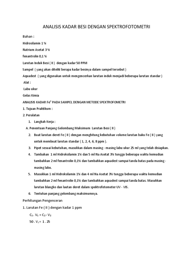 Analisis Kadar Besi Dengan Spektrofotometri | PDF
