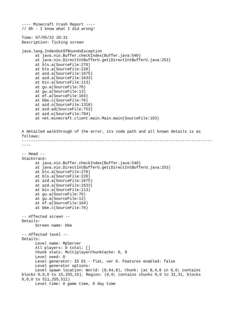 Crash 2022 05 07 203103 Client Pdf Java Programming Language Software Development